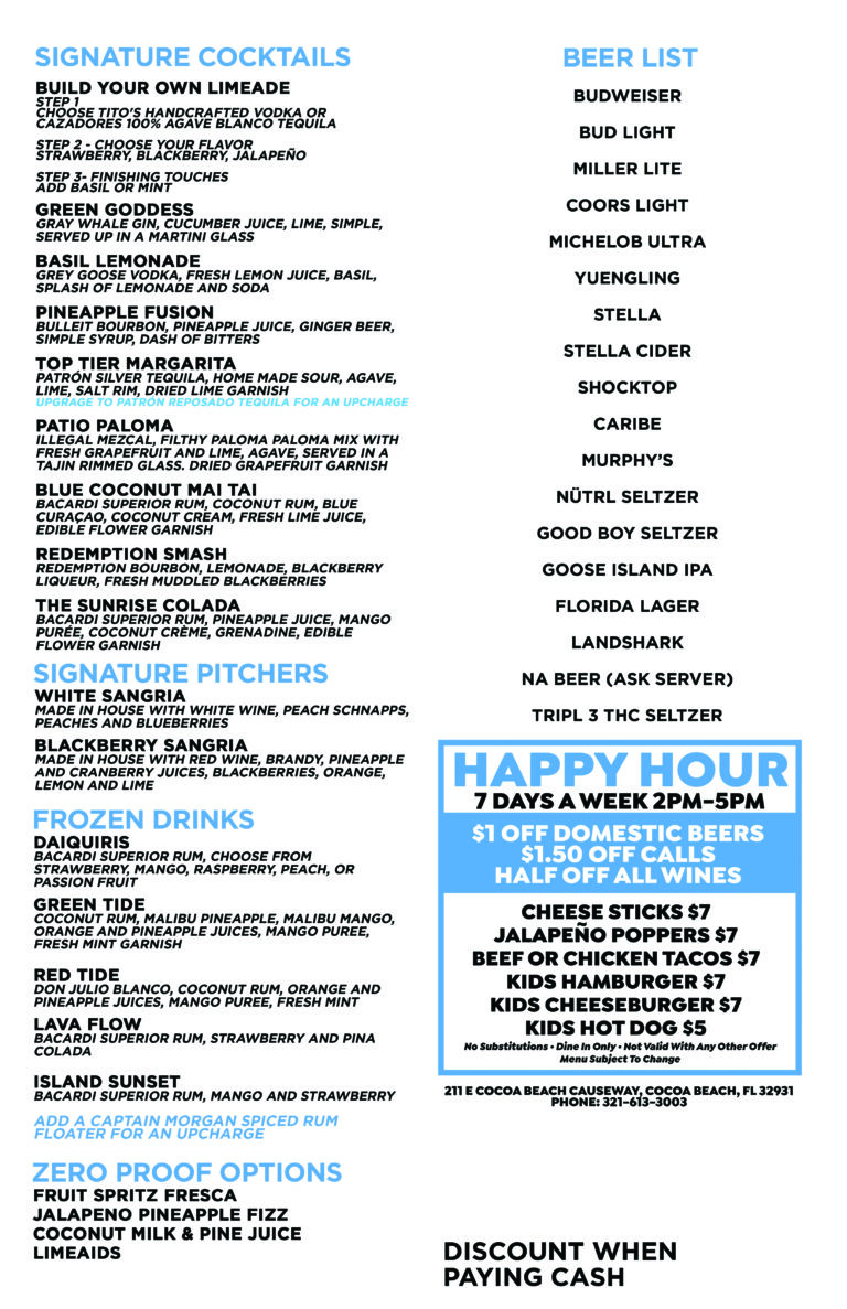 Menu – Twisted Tides