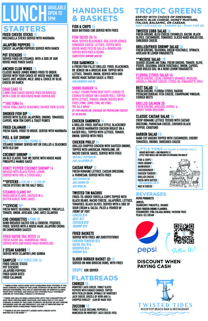 Menu – Twisted Tides