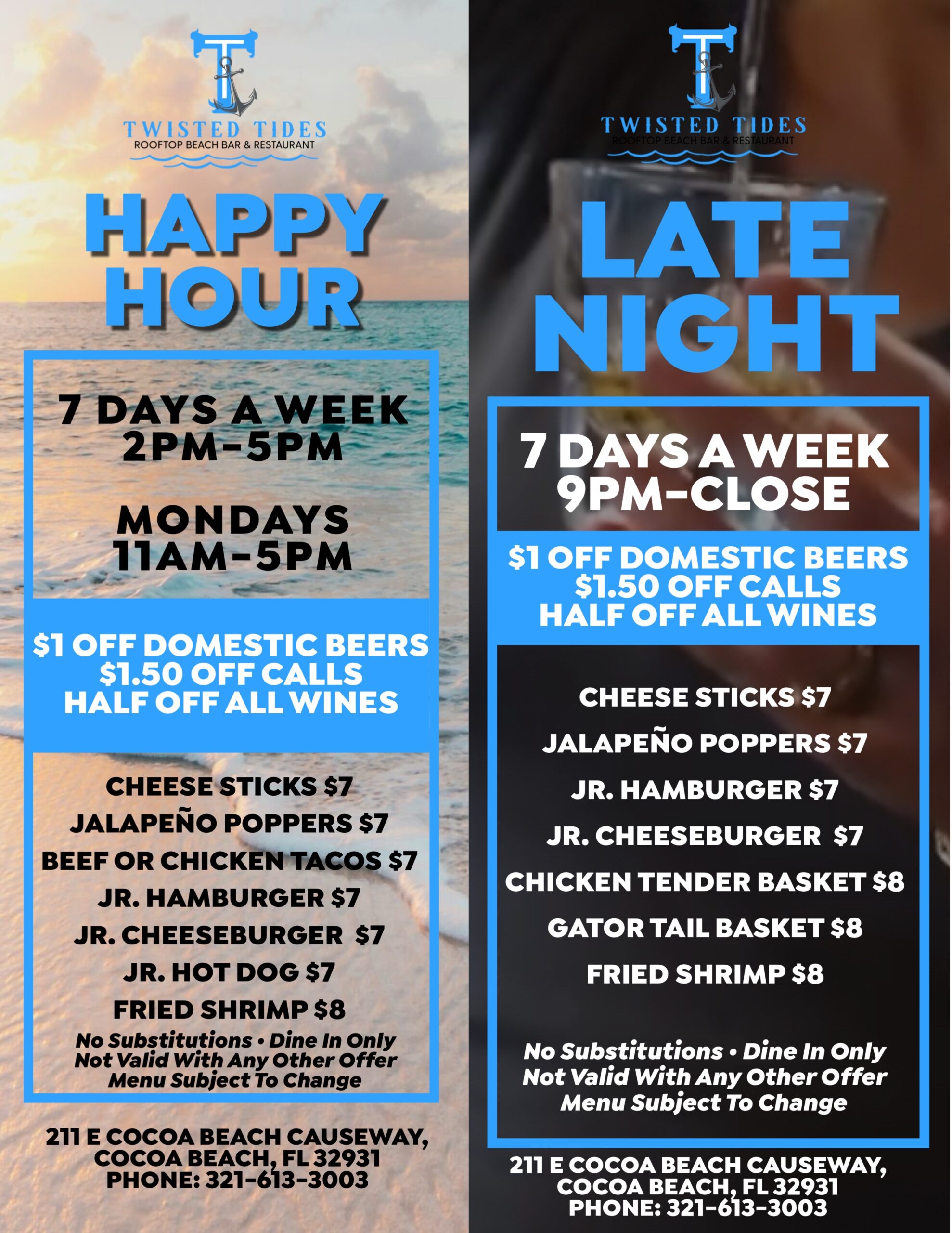 Menu – Twisted Tides